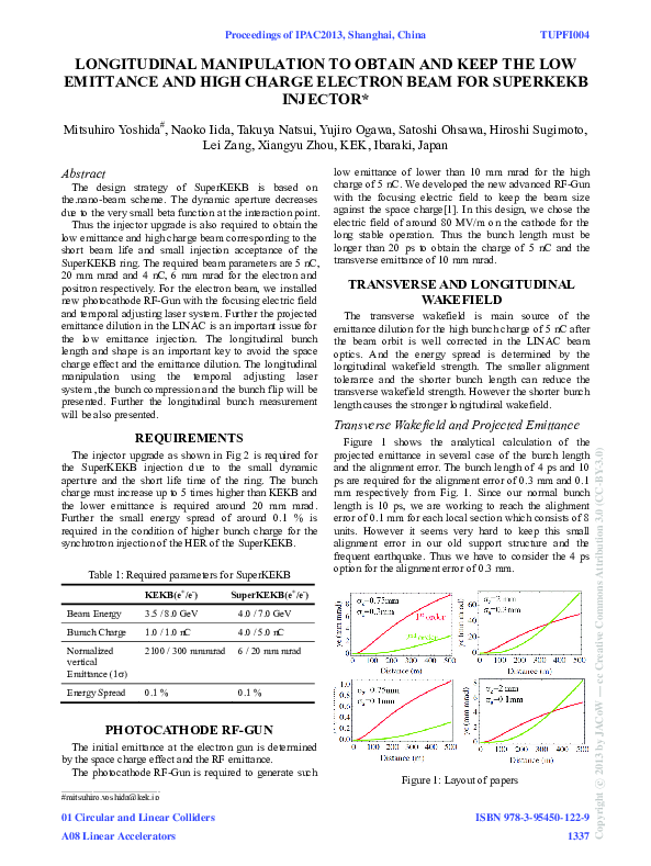 (PDF) Longitudinal Manipulation to Obtain and Keep the Low Emittance ...