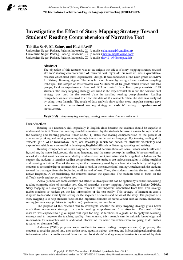 (PDF) Investigating the Effect of Story Mapping Strategy Toward Students’ Reading Comprehension ...