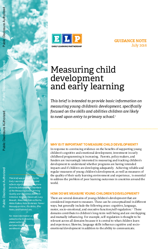 (PDF) Measuring child development and early learning