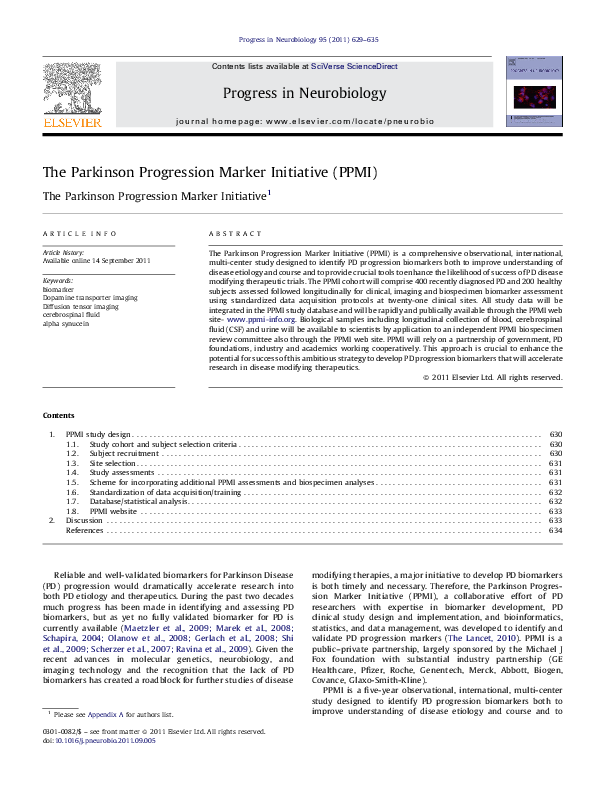 (PDF) The Parkinson Progression Marker Initiative (PPMI)