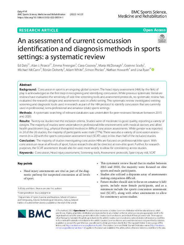 (PDF) An assessment of current concussion identification and diagnosis ...