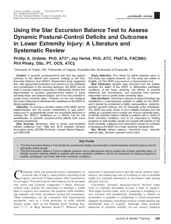 (PDF) Using the Star Excursion Balance Test to assess dynamic postural ...