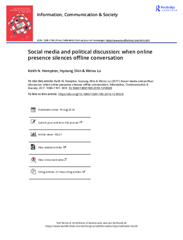 (PDF) Social media and political discussion: when online presence ...