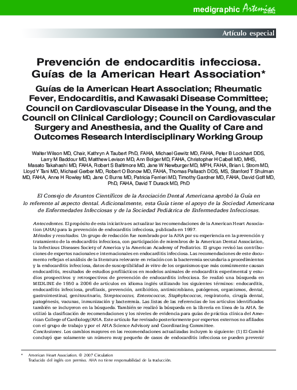 (PDF) Prevención de endocarditis infecciosa. Guías de la American Heart ...