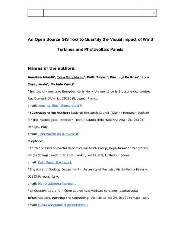 (PDF) An open source GIS tool to quantify the visual impact of wind turbines and photovoltaic ...