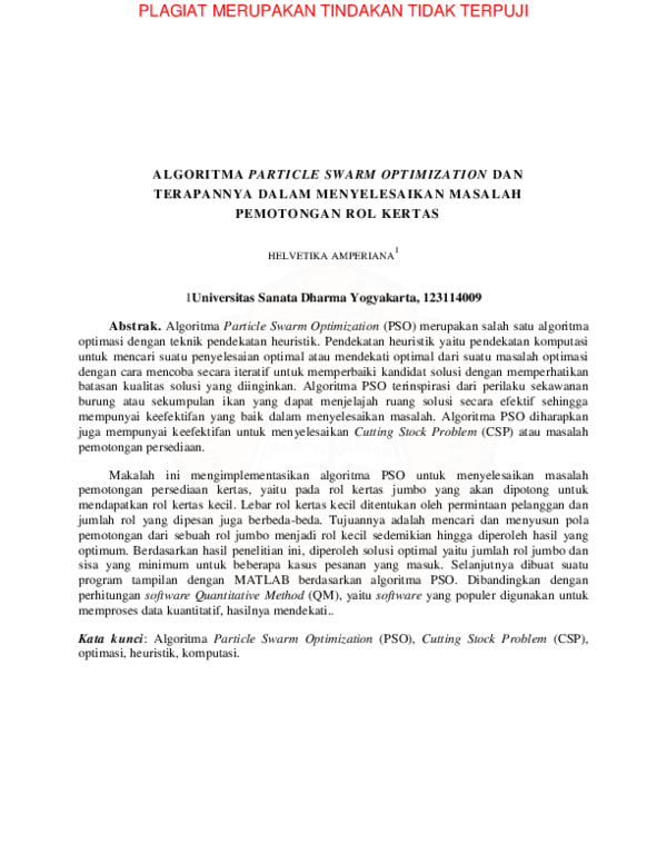 (PDF) Algoritma Particle Swarm Optimization dan terapannya dalam menyelesaikan masalah ...