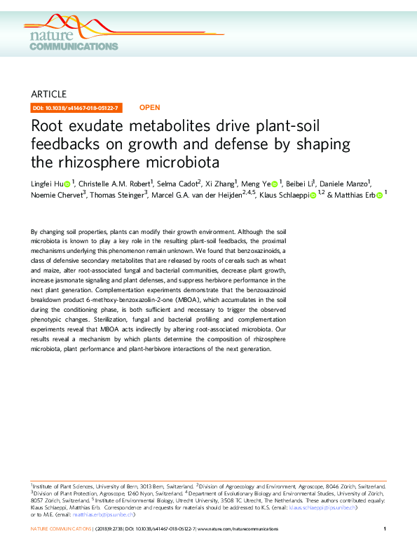 (PDF) Root exudate metabolites drive plant-soil feedbacks on growth and ...