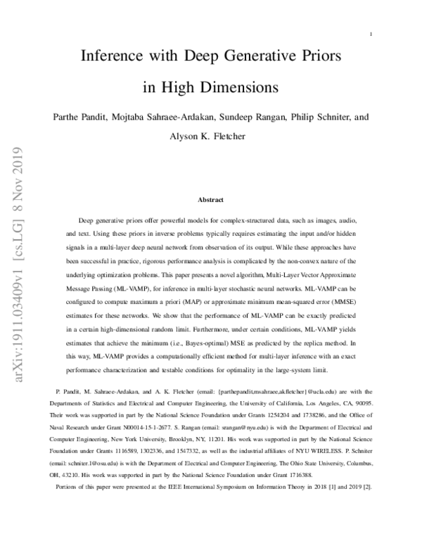 (PDF) Inference With Deep Generative Priors in High Dimensions