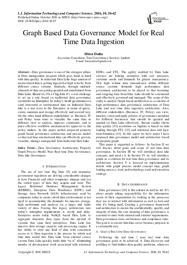 (PDF) Graph based data governance model for real time data ingestion (PDF) Graph based data governance model for real time data ingestion