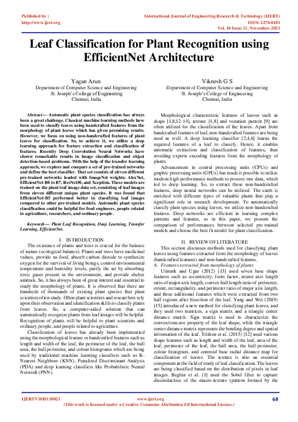 (PDF) Leaf Classification for Plant Recognition Using EfficientNet ... (PDF) Leaf Classification for Plant Recognition Using EfficientNet ...