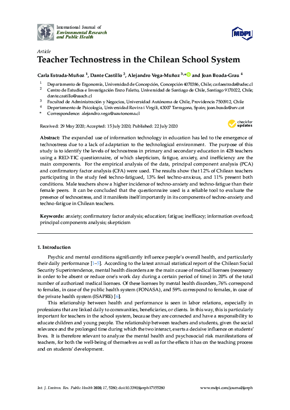 (PDF) Teacher Technostress in the Chilean School System