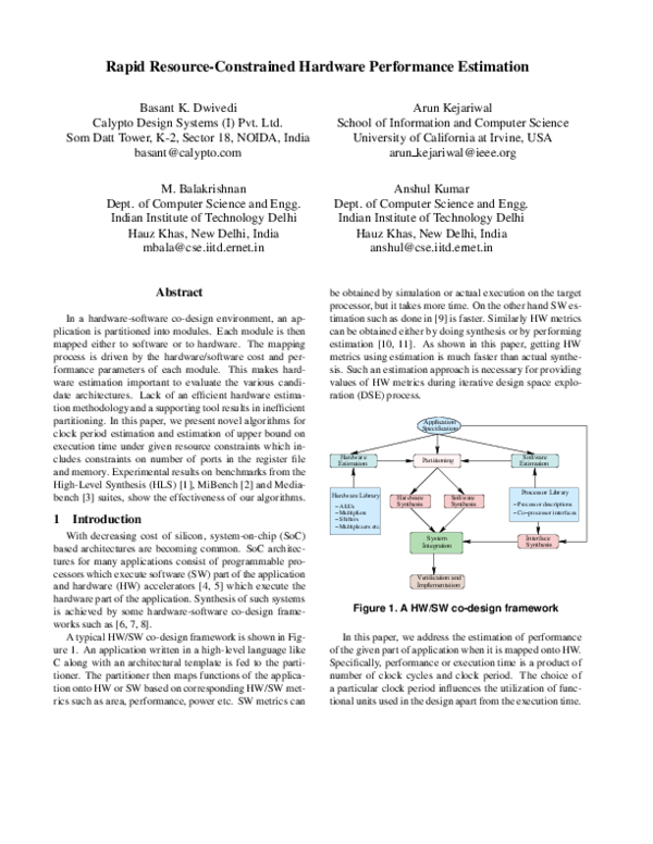 (PDF) Rapid Resource-Constrained Hardware Performance Estimation