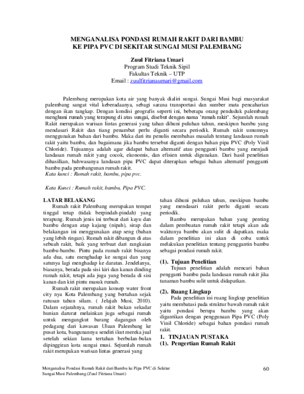 (PDF) Menganalisa Pondasi Rumah Rakit Dari Bambu Ke Pipa PVC DI Sekitar ...