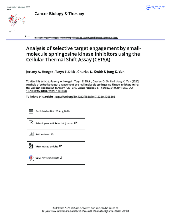 (PDF) Analysis of selective target engagement by small-molecule ...