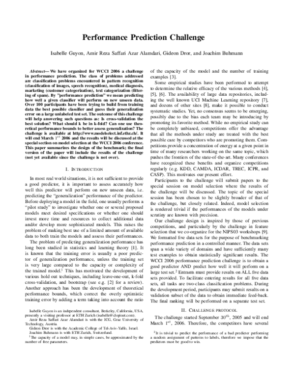 (PDF) Performance Prediction Challenge