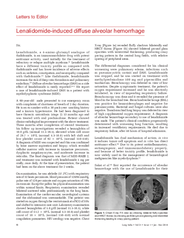 (PDF) Lenalidomide-induced diffuse alveolar hemorrhage