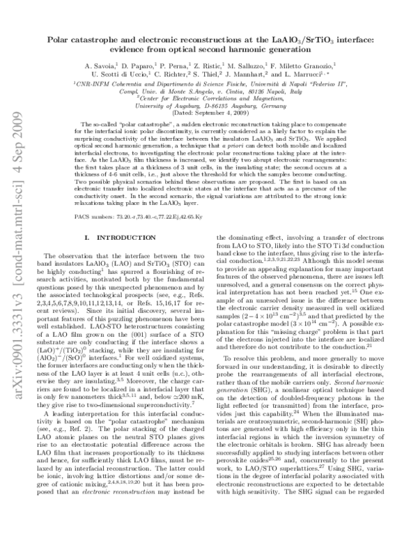 (PDF) Polar catastrophe and electronic reconstructions at theLaAlO3 ...