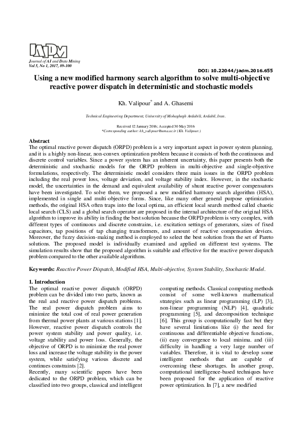 Pdf Multi Objective Power Dispatch Using Stochastic Fractal Search Algorithm And Topsis