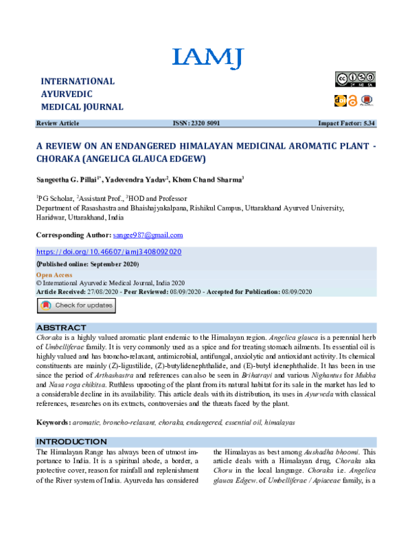 (PDF) A Review on an Endangered Himalayan Medicinal Aromatic Plant ...