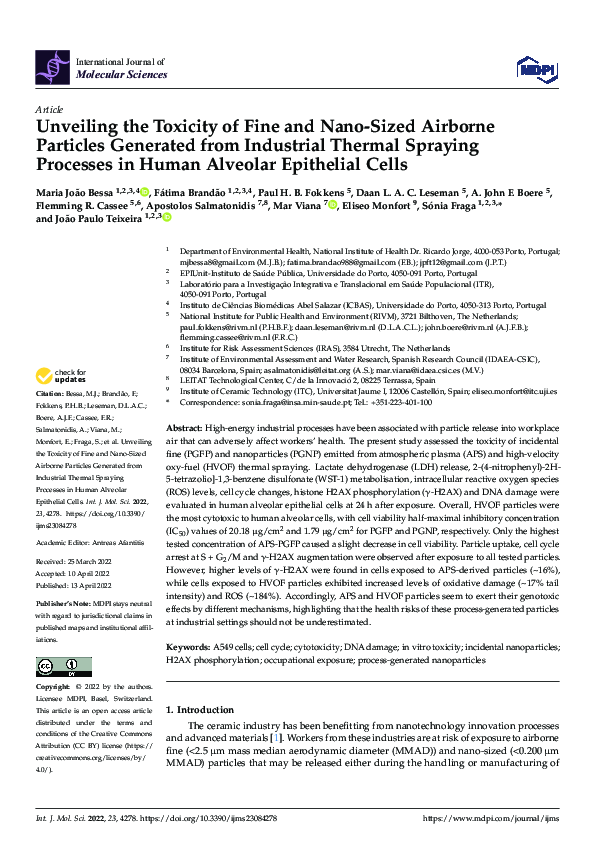 (PDF) Unveiling the Toxicity of Fine and Nano-Sized Airborne Particles Generated from Industrial ...