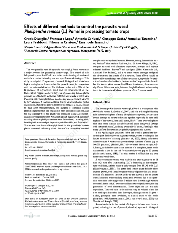 (PDF) Effects of different methods to control the parasitic weed ...