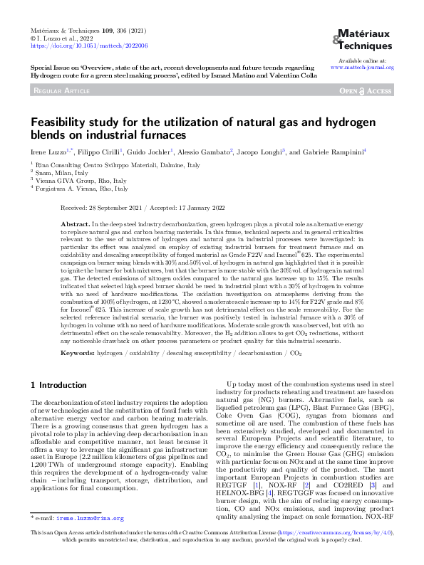 (PDF) Feasibility study for the utilization of natural gas and hydrogen ...