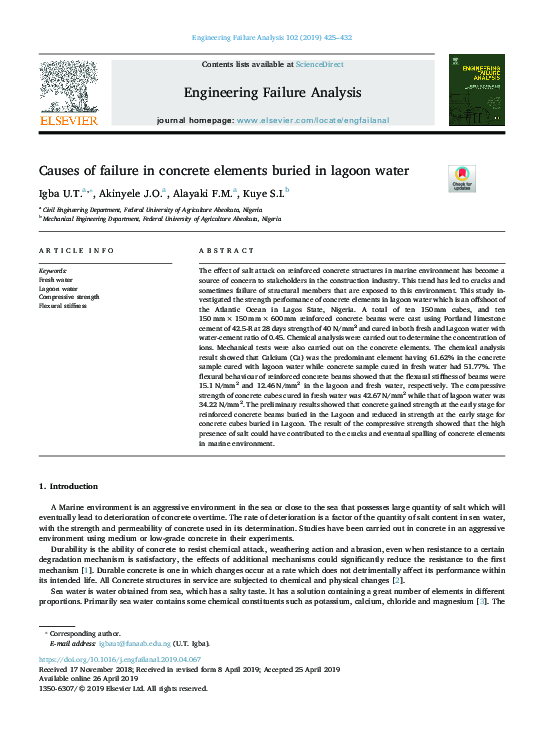 (PDF) Causes of failure in concrete elements buried in lagoon water