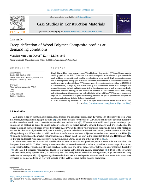 (PDF) Creep deflection of Wood Polymer Composite profiles at demanding ...