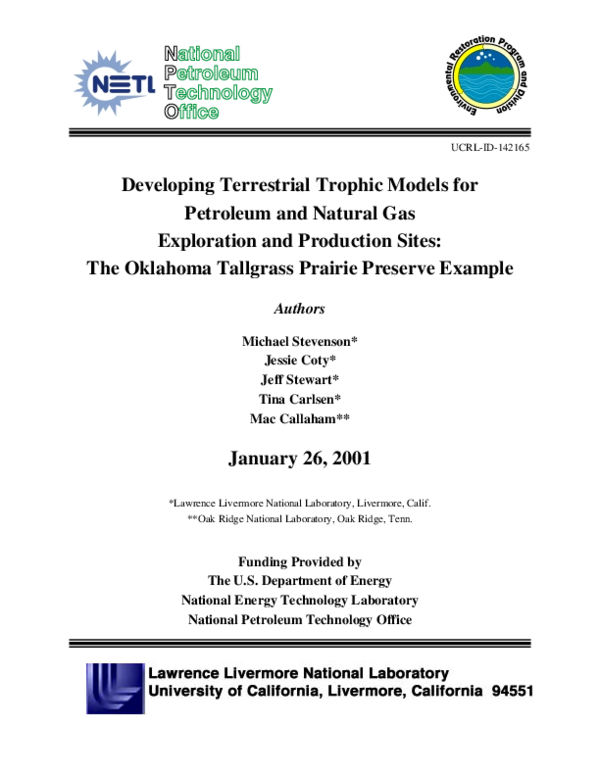 (PDF) Developing Terrestrial Trophic Models for Petroleum and Natural ...