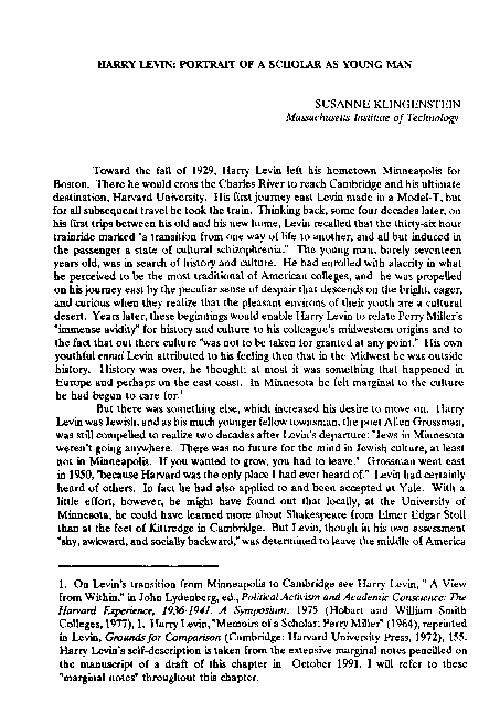 (PDF) Harry Levin's Journey: Leaving Minnesota for Harvard