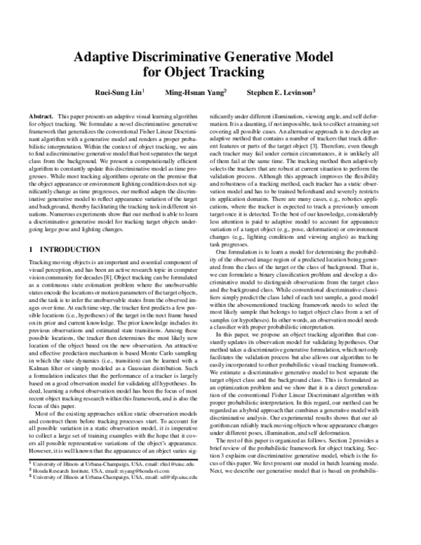 (PDF) Adaptive discriminative generative model for object tracking