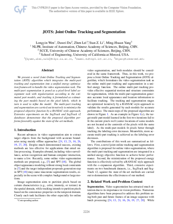 (PDF) JOTS: Joint Online Tracking and Segmentation | Ming-Hsuan Yang - Academia.edu