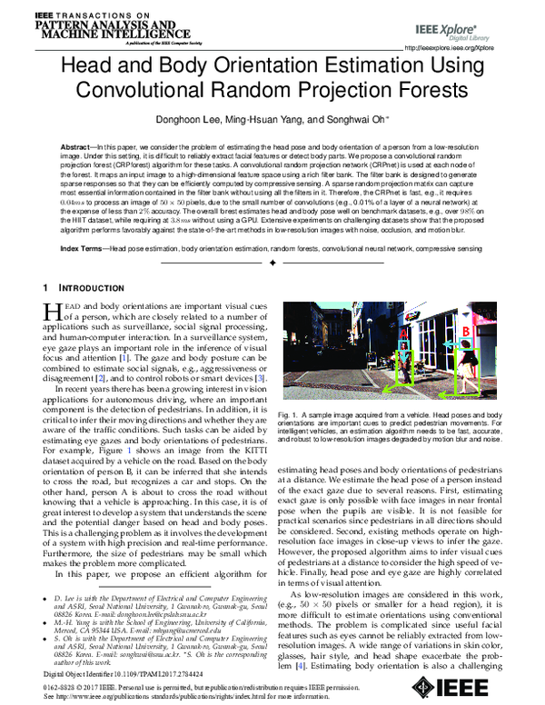 Pdf Head And Body Orientation Estimation Using Convolutional Random
