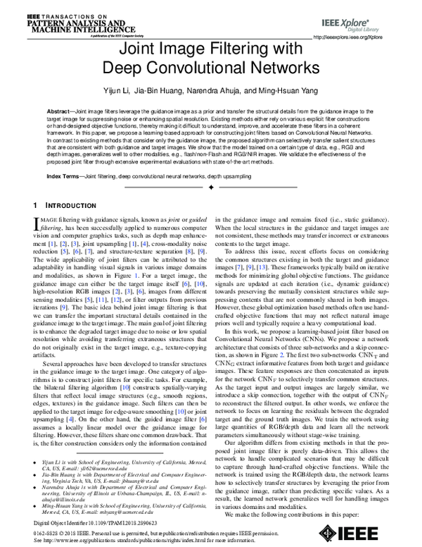 Pdf Joint Image Filtering With Deep Convolutional Networks