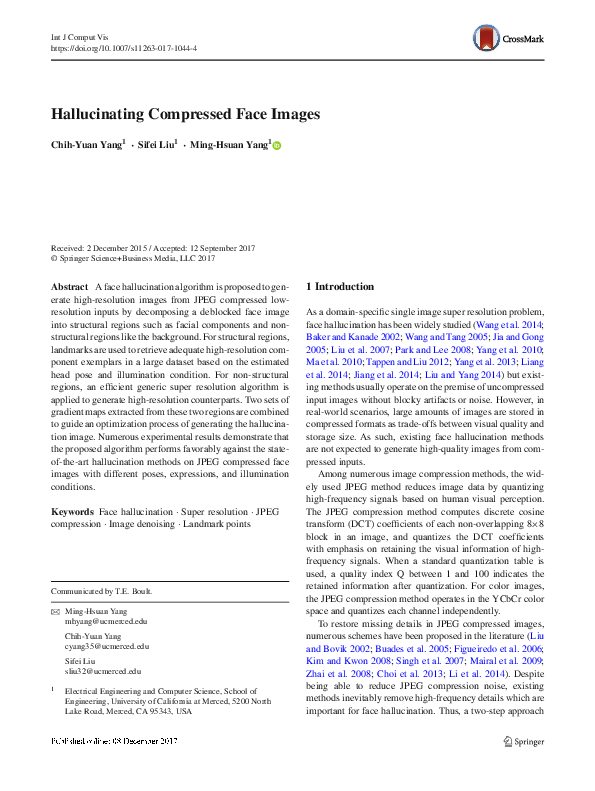 (PDF) Hallucinating Compressed Face Images