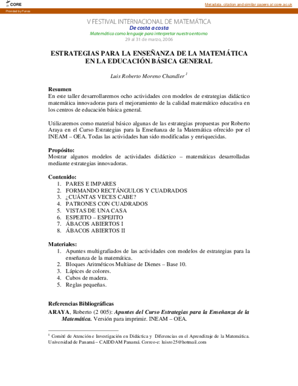 (PDF) Estrategias para la enseñanza de la matemática en la educación ...