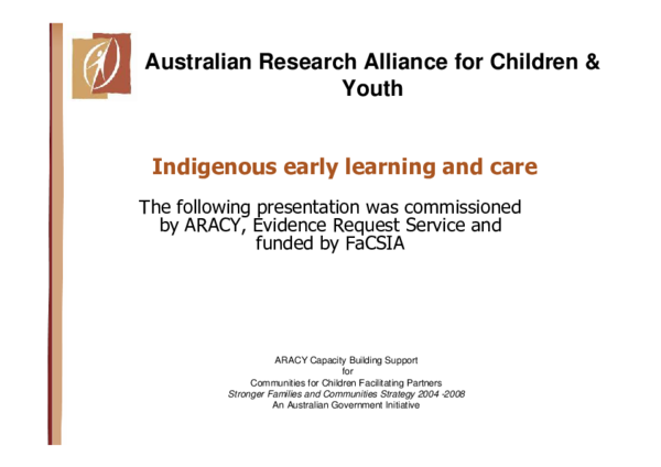 (PDF) Indigenous Early Learning and Care