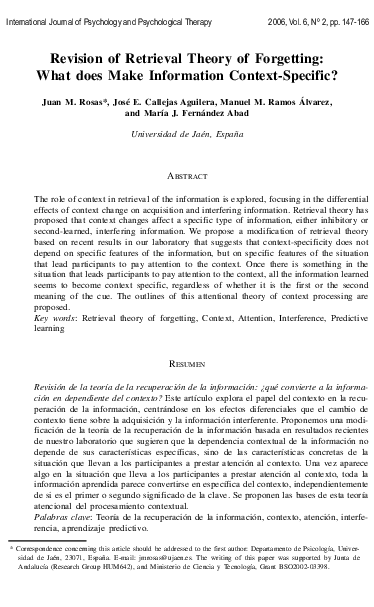 (PDF) Revision of retrieval theory of forgetting: What does make ...