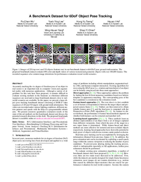 Pdf [poster] A Benchmark Dataset For 6dof Object Pose Tracking Ming Hsuan Yang