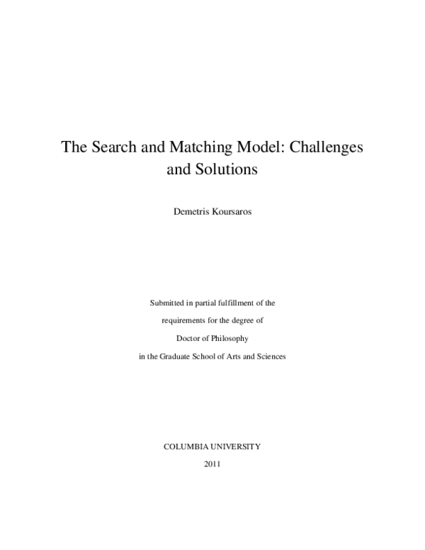 (PDF) The Search and Matching Model: Challenges and Solutions ...