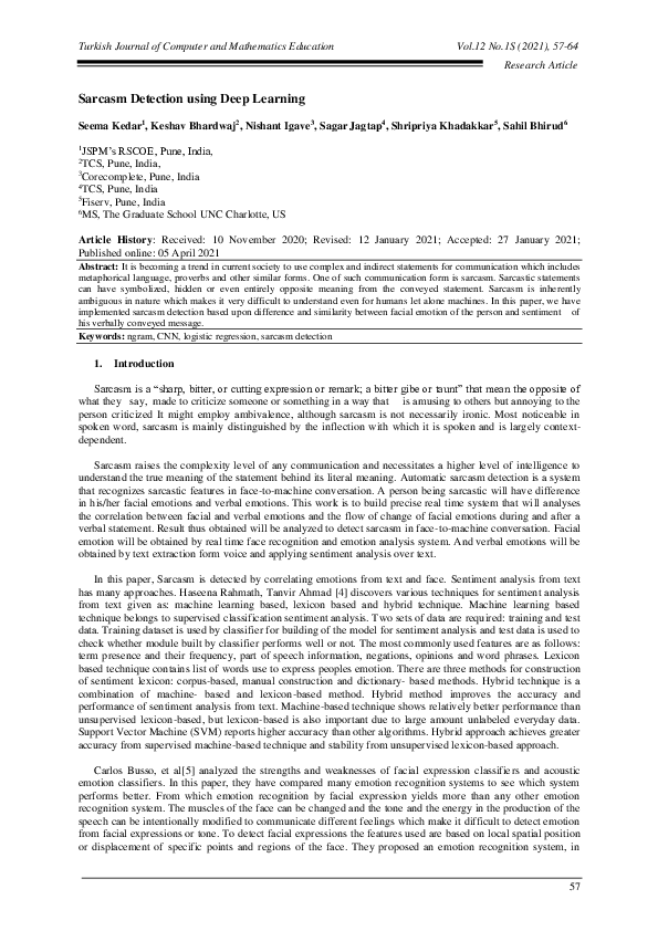 Pdf Sarcasm Detection Using Deep Learning Seema Kedar