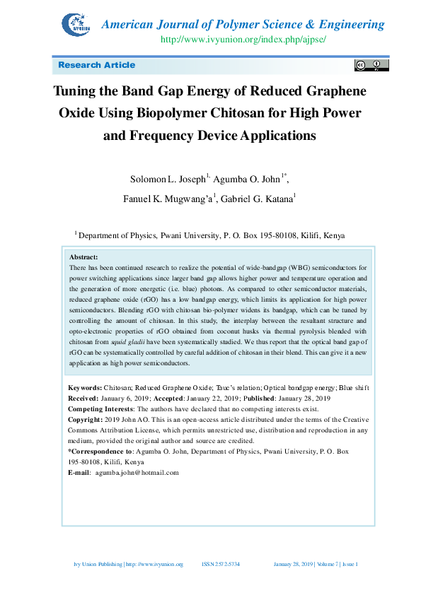 (PDF) Tuning the Band Gap Energy of Reduced Graphene Oxide Using ...