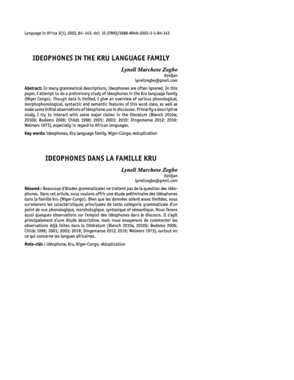 (PDF) Ideophones in the Kru language family