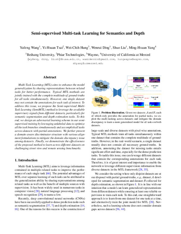 (PDF) Semi-supervised Multi-task Learning for Semantics and Depth