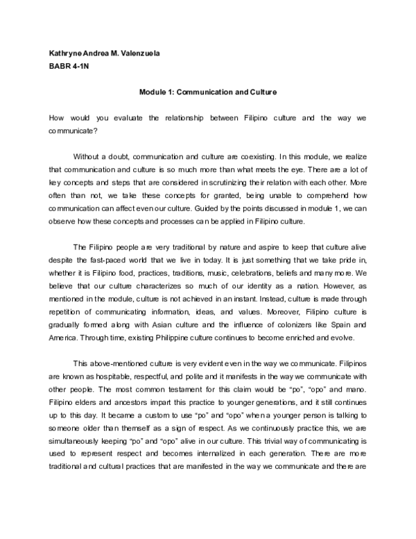 (PDF) Module 1: Communication and Culture