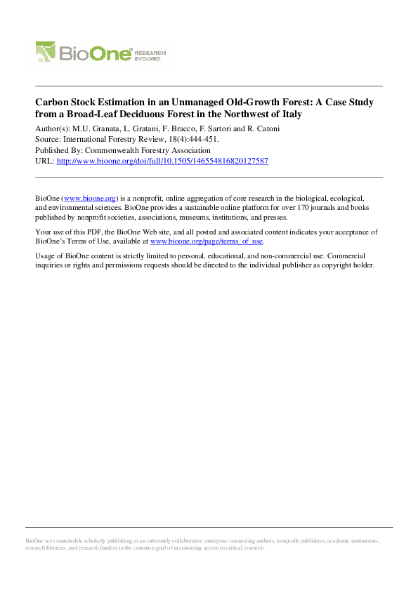 (PDF) Carbon stock estimation in an unmanaged old-growth forest: a case ...