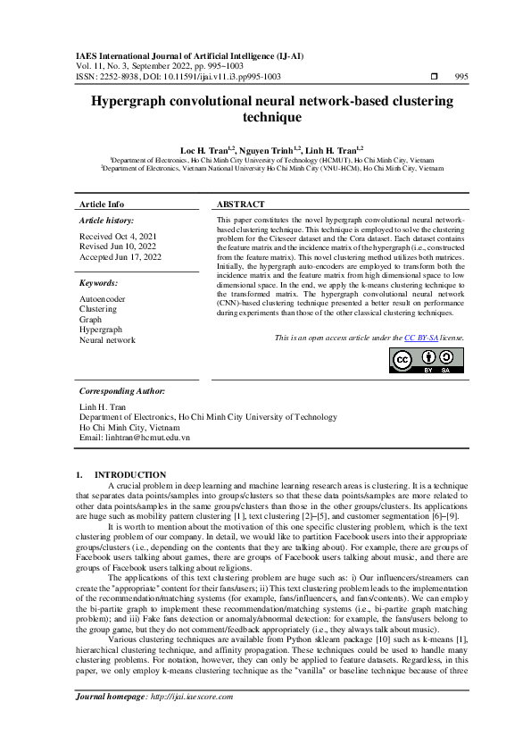 (PDF) Hypergraph convolutional neural network-based clustering ... (PDF) Hypergraph convolutional neural network-based clustering ...