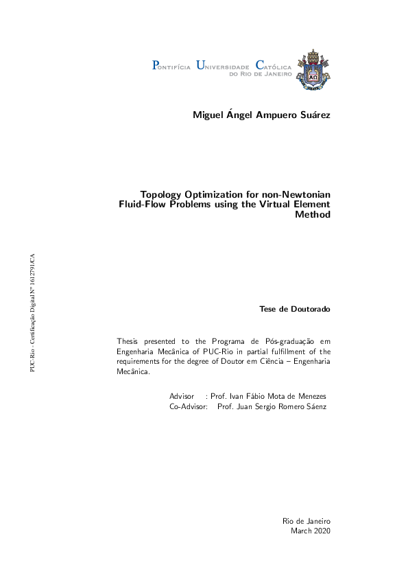 Pdf Topology Optimization For Non Newtonian Fluid Flow Problems Using The Virtual Element Method