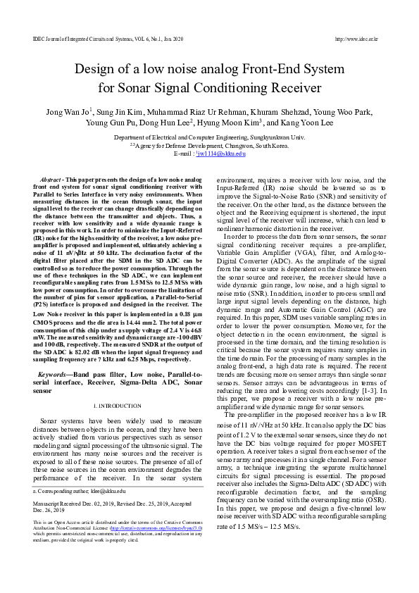 (PDF) Design of a low noise Analog Front End System for Sonar Signal ...