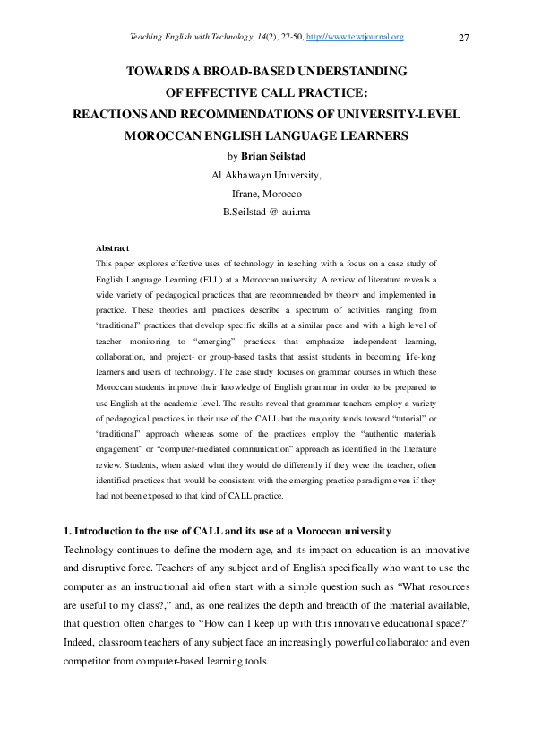 (PDF) Towards a Broad-Based Understanding of Effective Call Practice ...